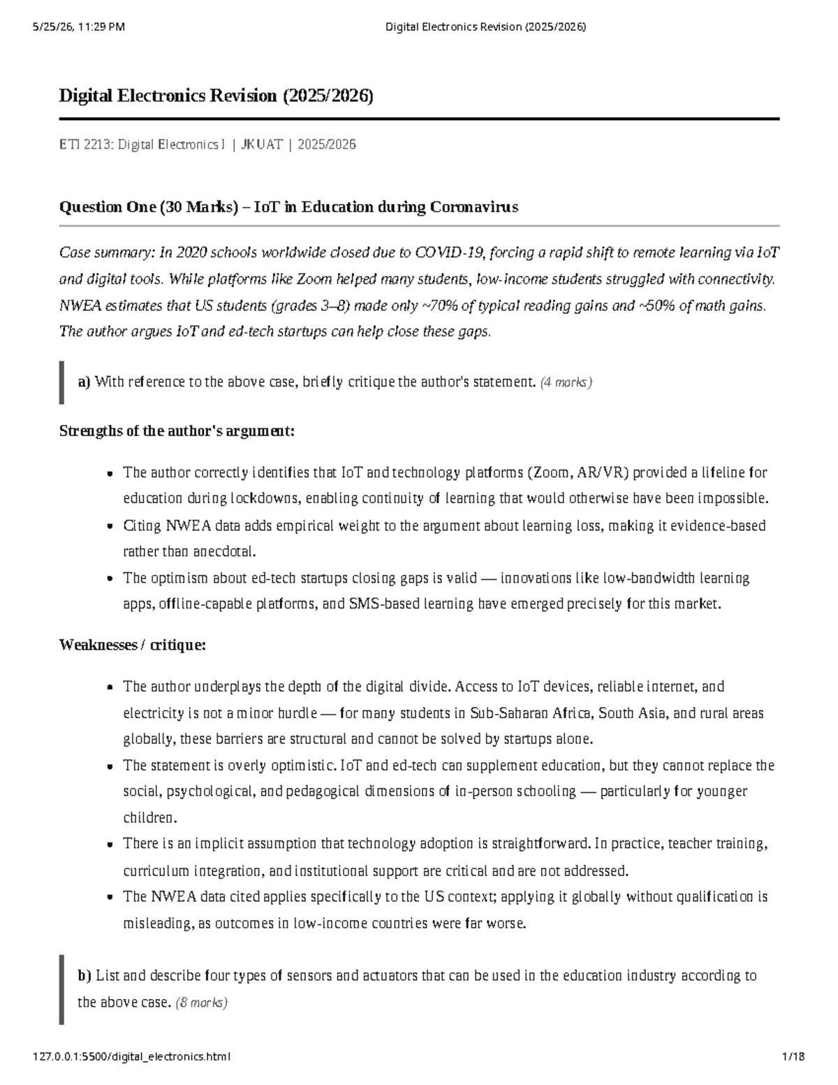 ETI 2213: Digital Electronics I - Revision Notes and Case Study ...
