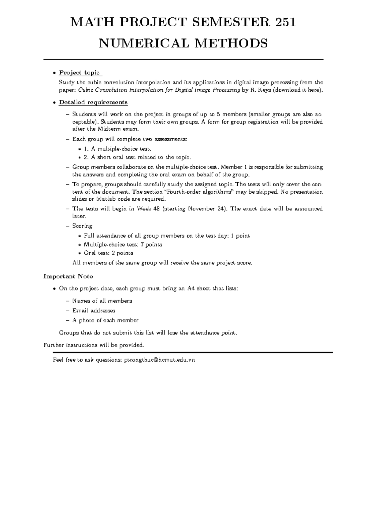 MATH 251 Final Project: Cubic Convolution Interpolation in Image Processing - Studocu