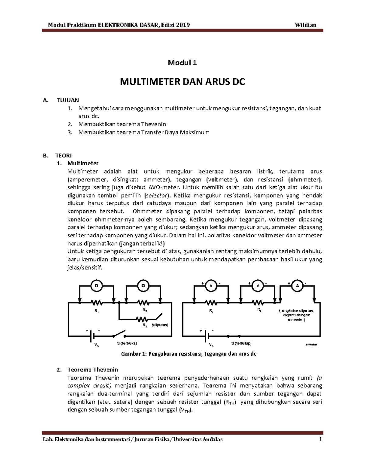Modul Praktikum Elektronika Dasar: Multimeter dan Arus DC - Studocu