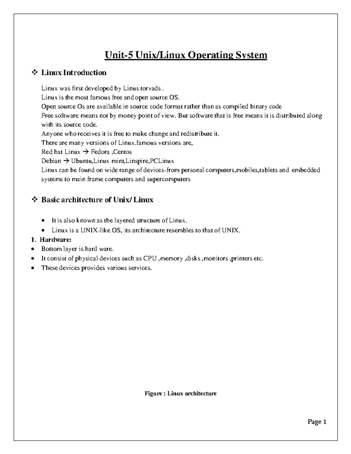 FOS-Unit-5: Introduction to Linux Operating System and Commands - Studocu