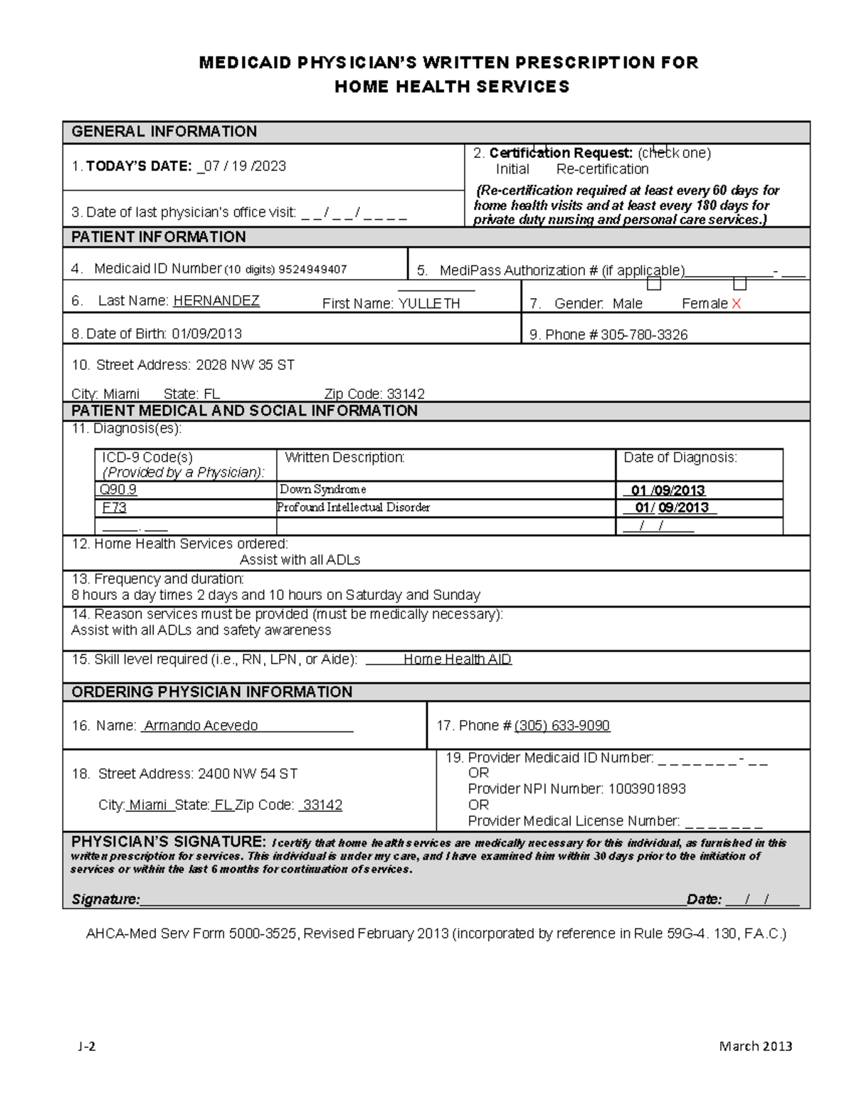 Medicaid Home Health Services Prescription Form - Appendix C - Studocu