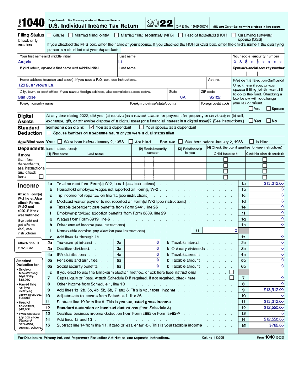 F1040 - 2022 U.S. Individual Income Tax Return Guide - Studocu