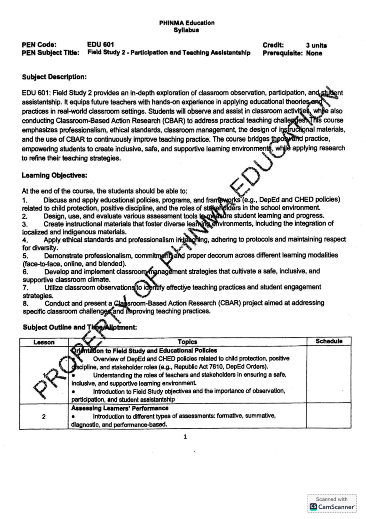 EDU 601: Field Study 2 - Comprehensive Lecture Notes and Guidelines ...