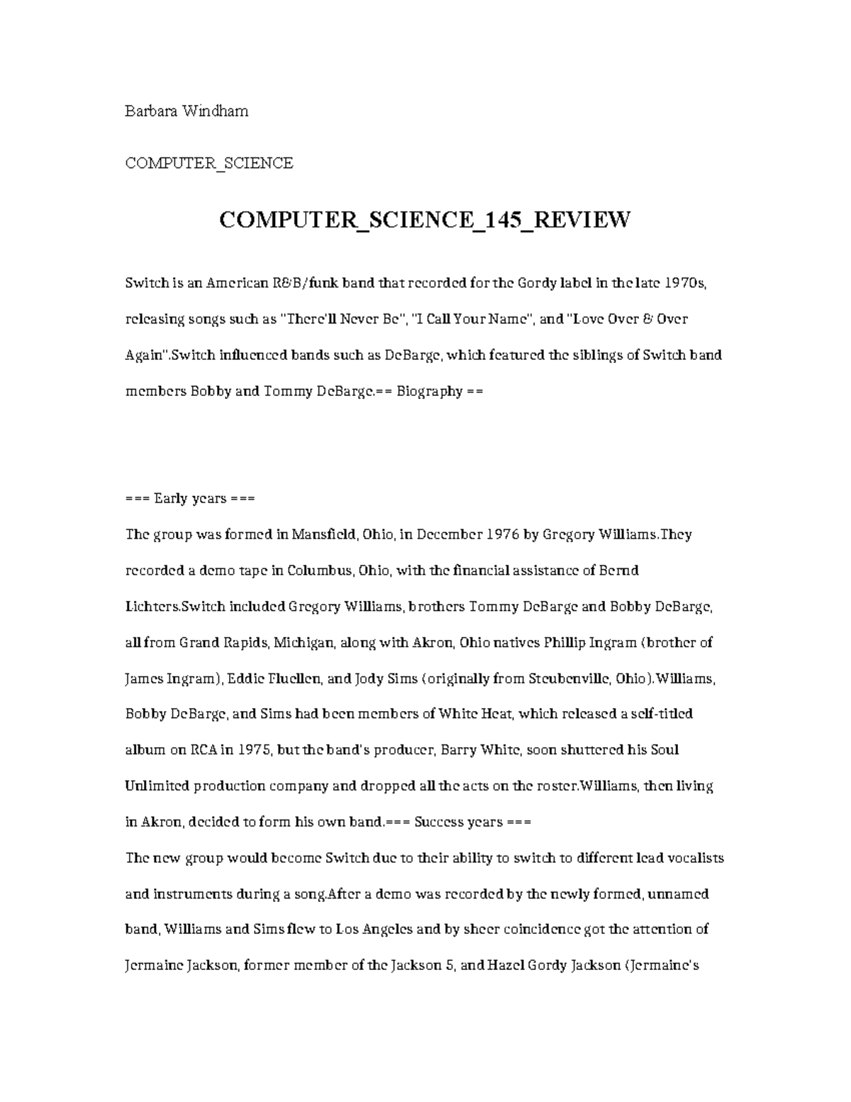 Computer Science 145 Review - Barbara Windham COMPUTER_SCIENCE COMPUTER ...
