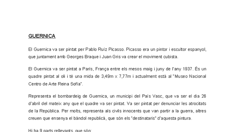 GUERNICA: Anàlisi de l'Obra de Picasso i la Guerra Civil Espanyola ...