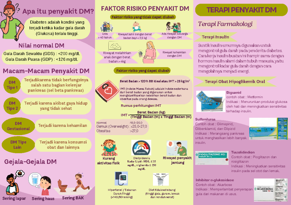 Brosur Penyakit Diabetes Mellitus (DM): Faktor Risiko & Terapi - Studocu