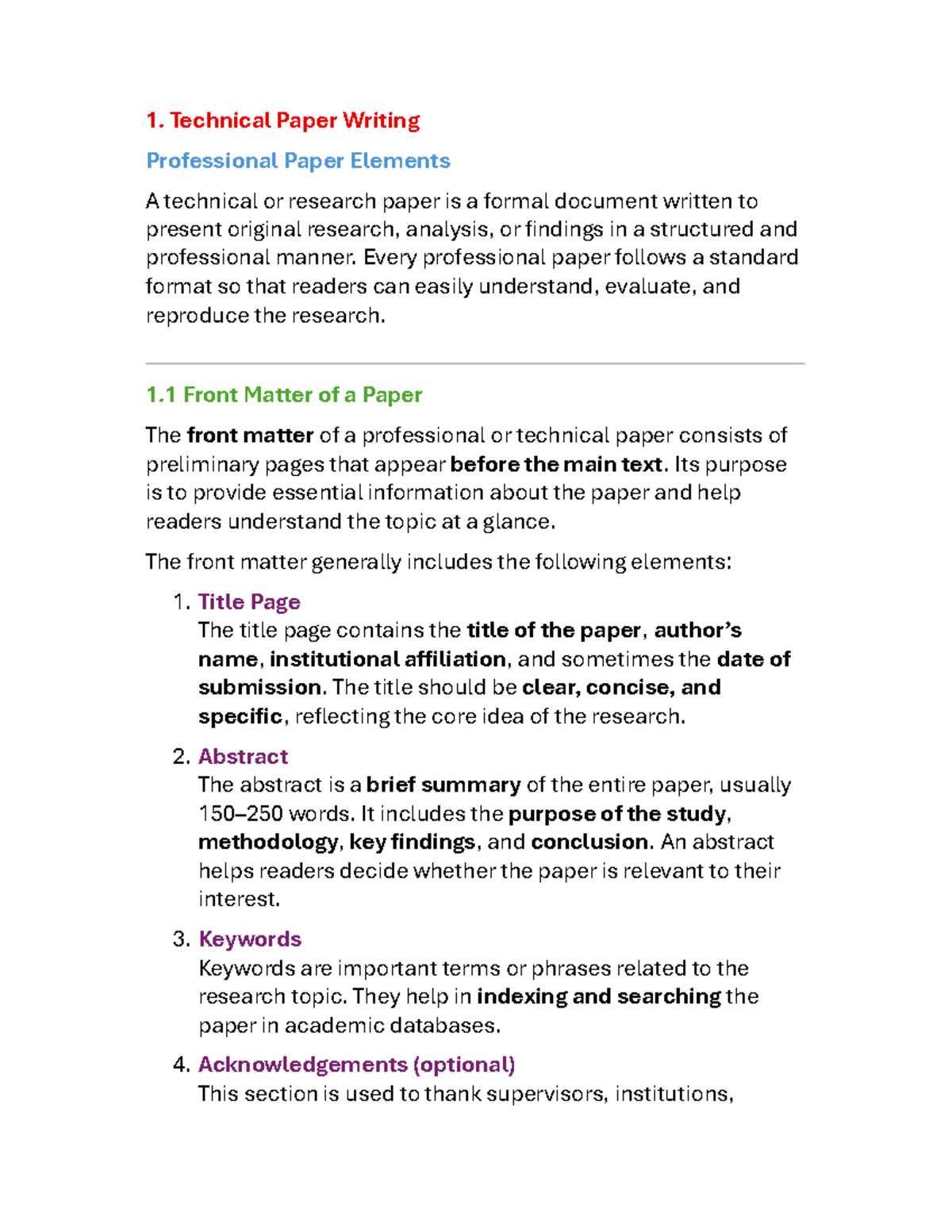 Unit 2: Elements of Technical Paper Writing and Research Methods - Studocu