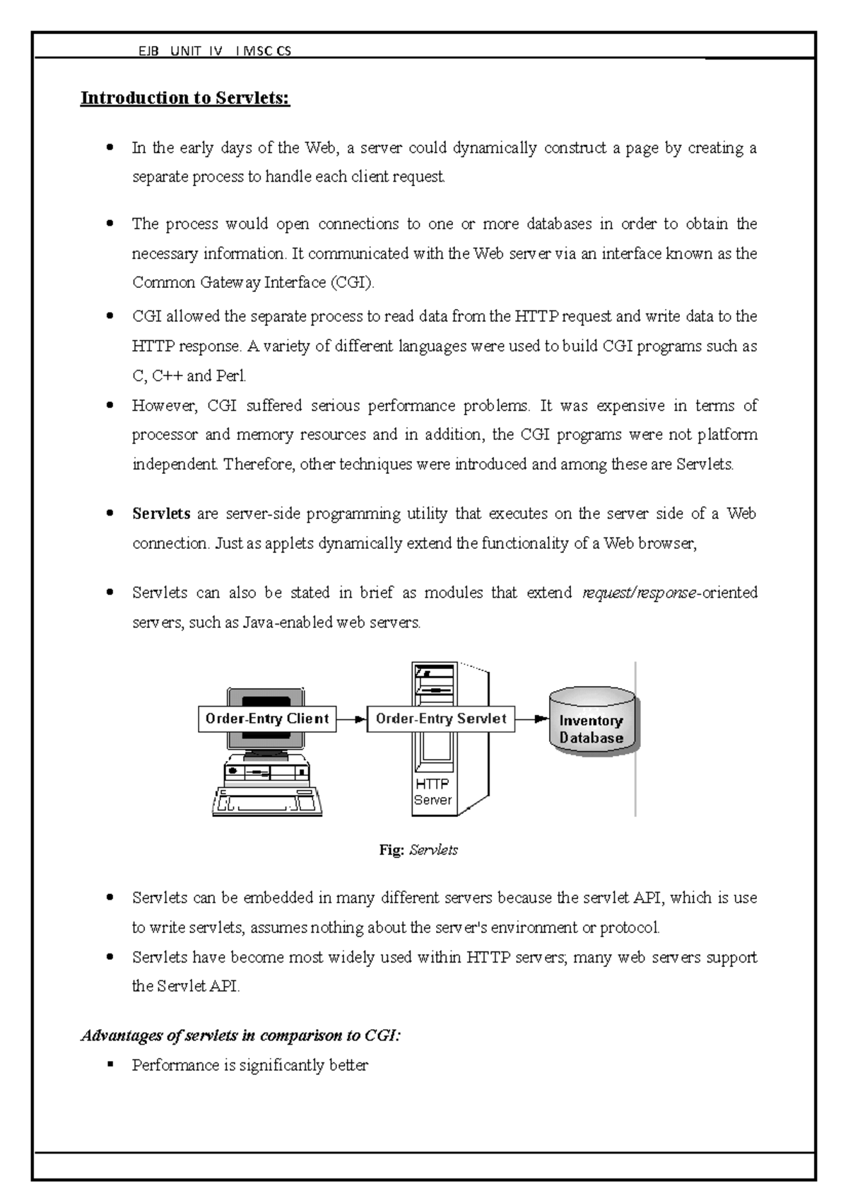 Adv Java unit IV - advanced java - Introduction to Servlets: In the ...