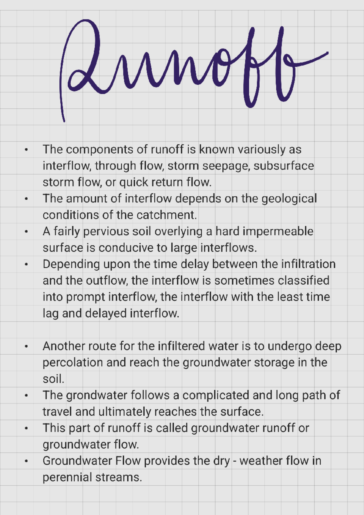 Runoff Processes: Interflow, Groundwater Flow, and Their Impacts - Studocu