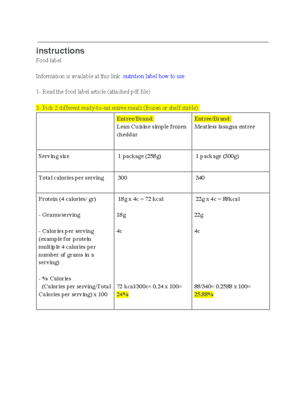 Nutrition Label Analysis Assignment (NUTR 101) - Studocu