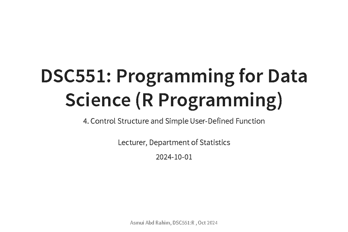 DSC551: Control Structures & Functions in R Programming - Studocu