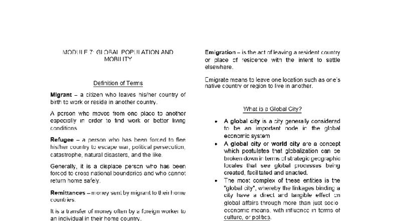 Module 7: Global Population and Mobility Insights - Studocu