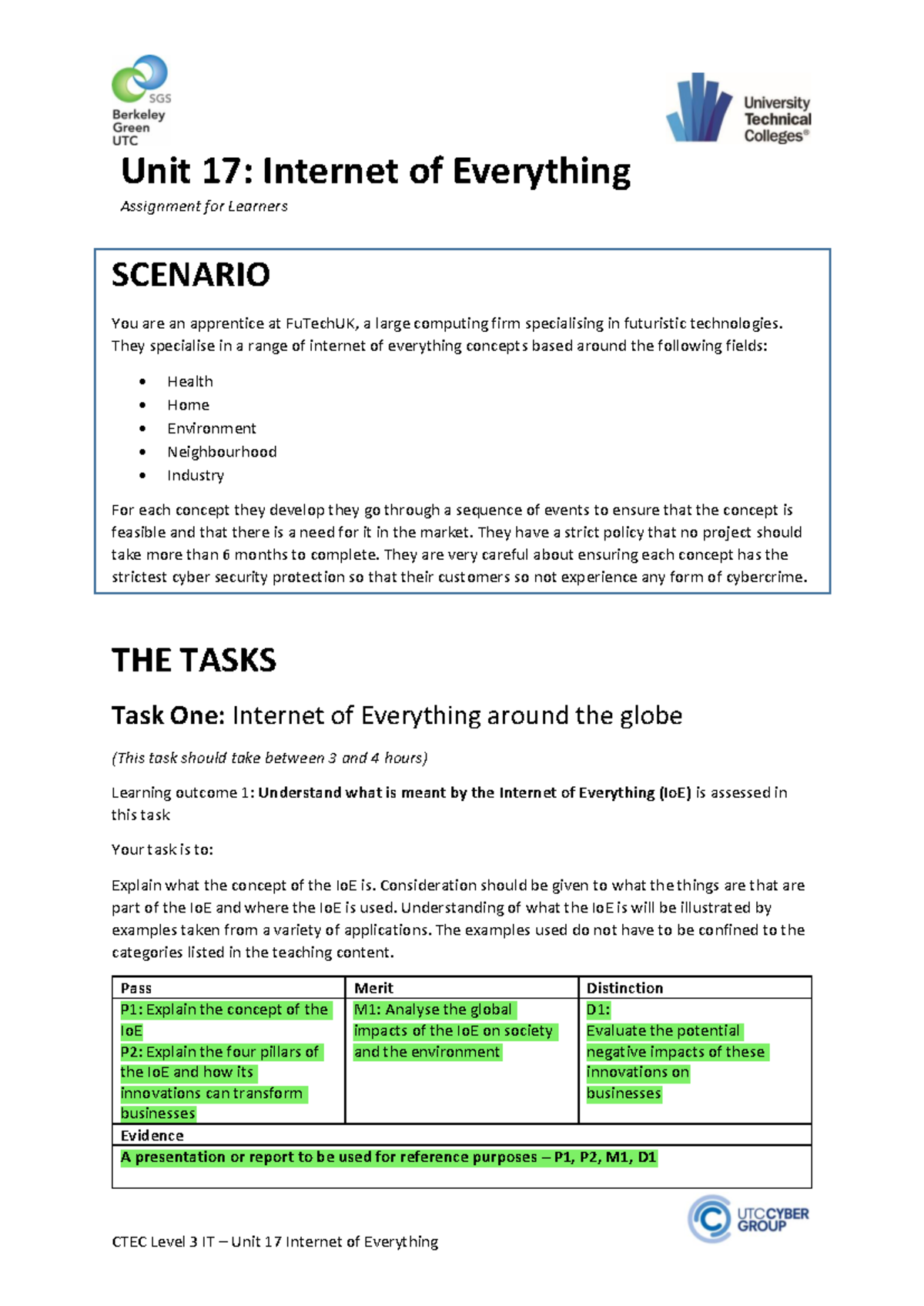 Unit 17 Assignment Brief - CTEC Level 3 IT – Unit 17 Internet of ...