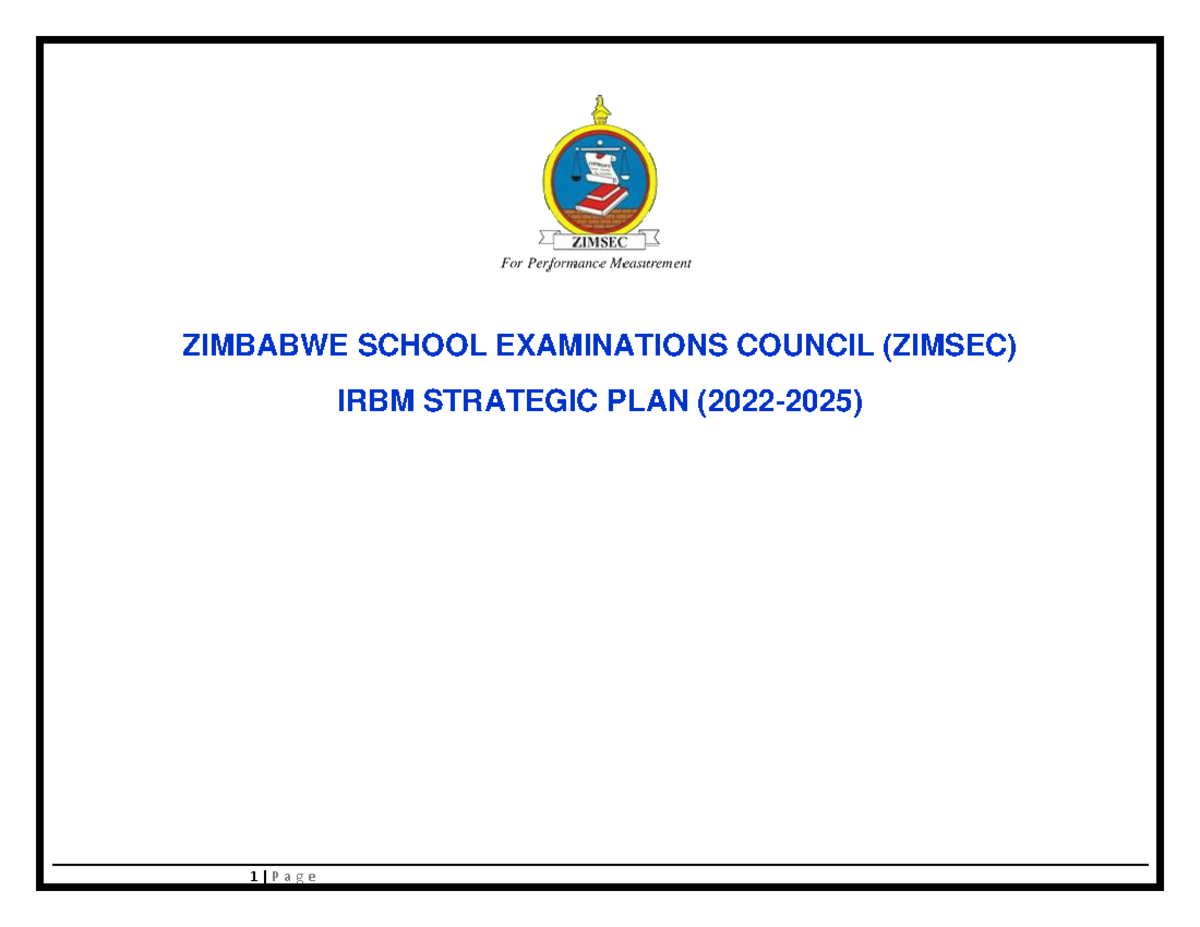 ZIMSEC Strategic Plan 2022-2025: A Roadmap for Educational Excellence ...
