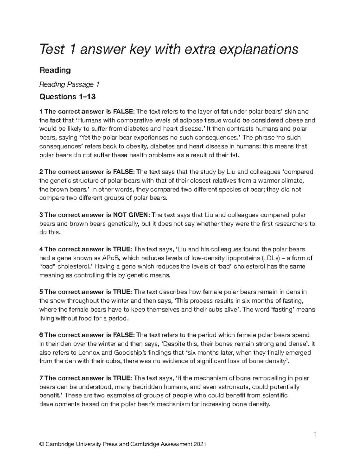 IELTS 16 Academic, Test 1 Reading Answer Key with Explanations - Studocu