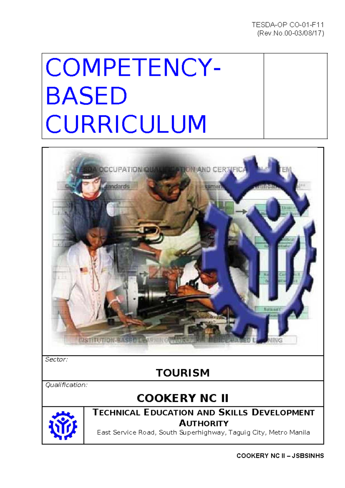 COOKERY NC II Competency-Based Curriculum Overview - JSBSINHS - Studocu