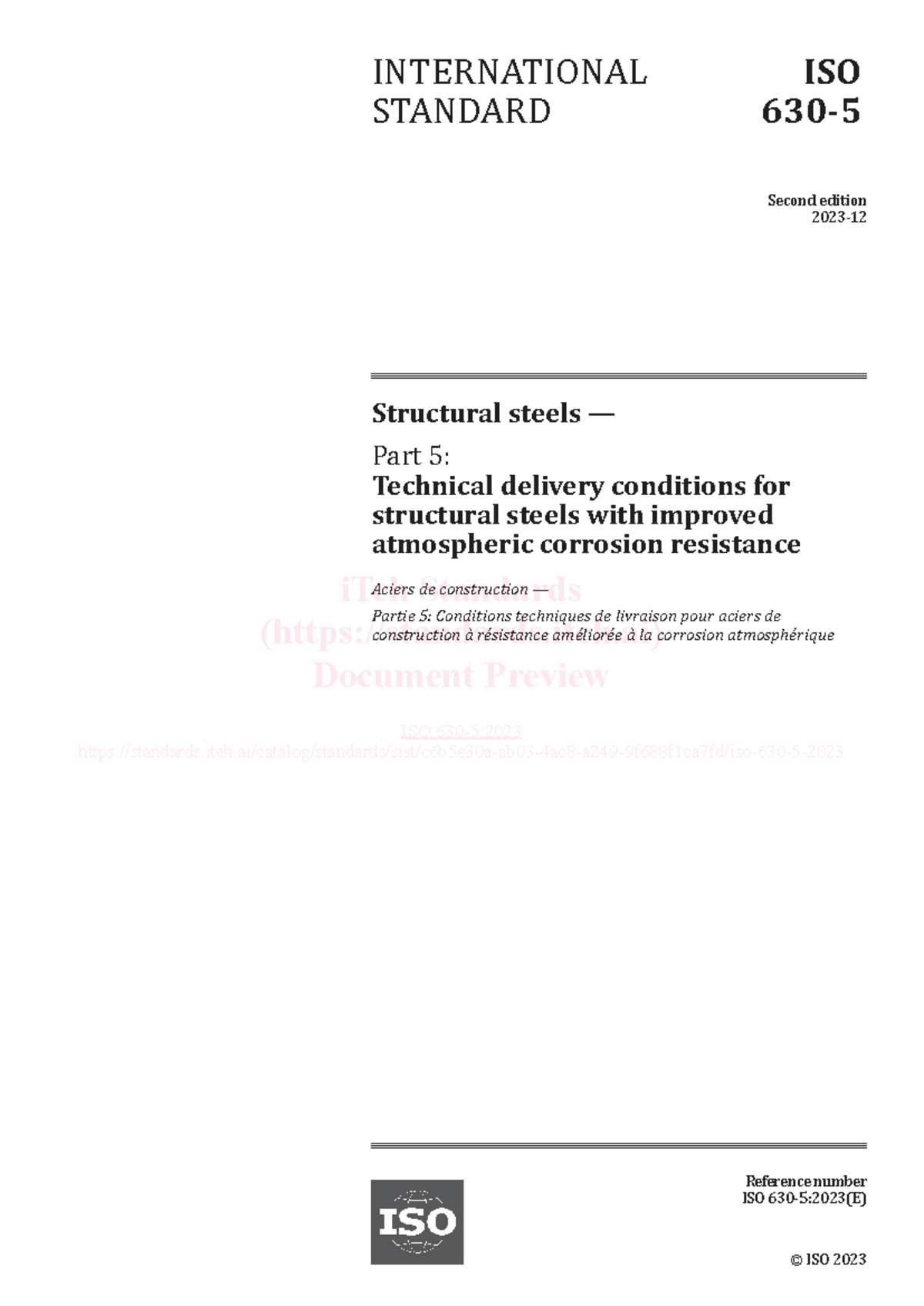 ISO 630-5: Technical Delivery Conditions for Structural Steels - Studocu