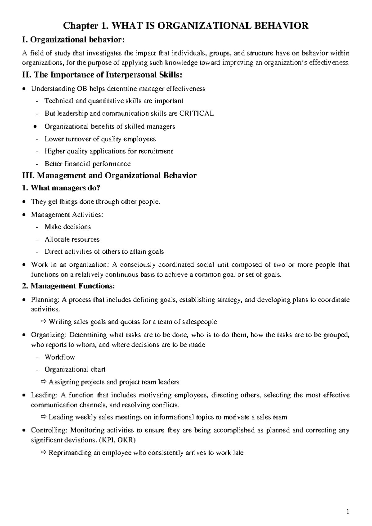 Organizational Behavior Overview - Chapter 1 Insights and Key Concepts ...
