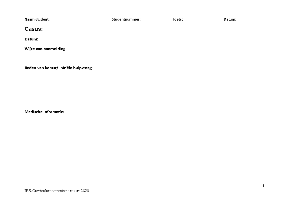 RPS Formulier - Therapie Diagnoses en Behandelplan Document - Studeersnel