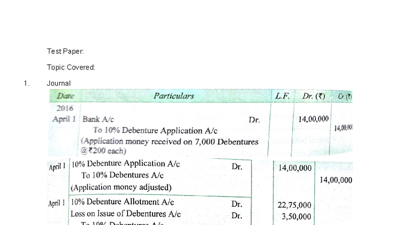 Issue of Debentures (N)-Solution - Economics class 12 - Test Paper ...