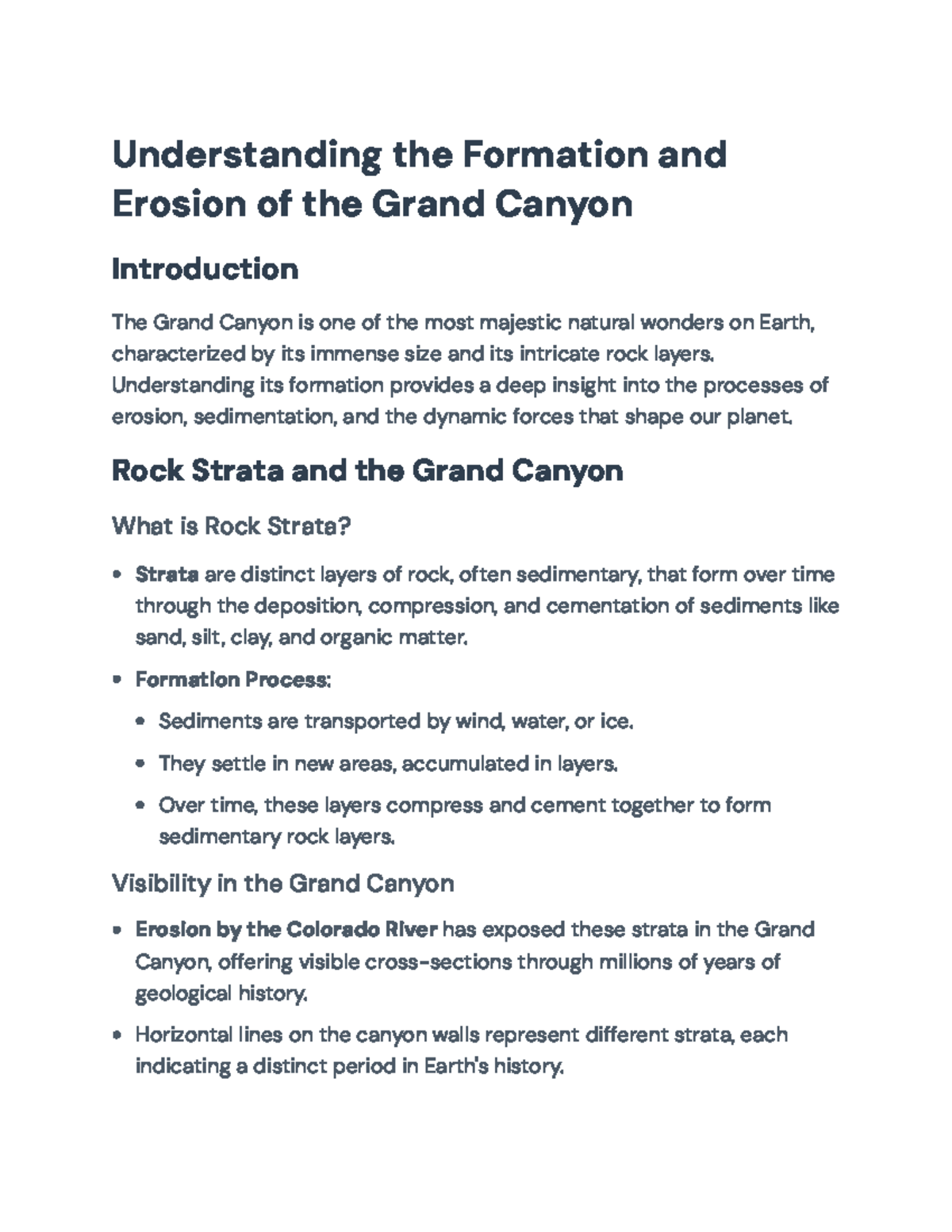 Understanding the Formation and Erosion Processes of the Grand Canyon ...