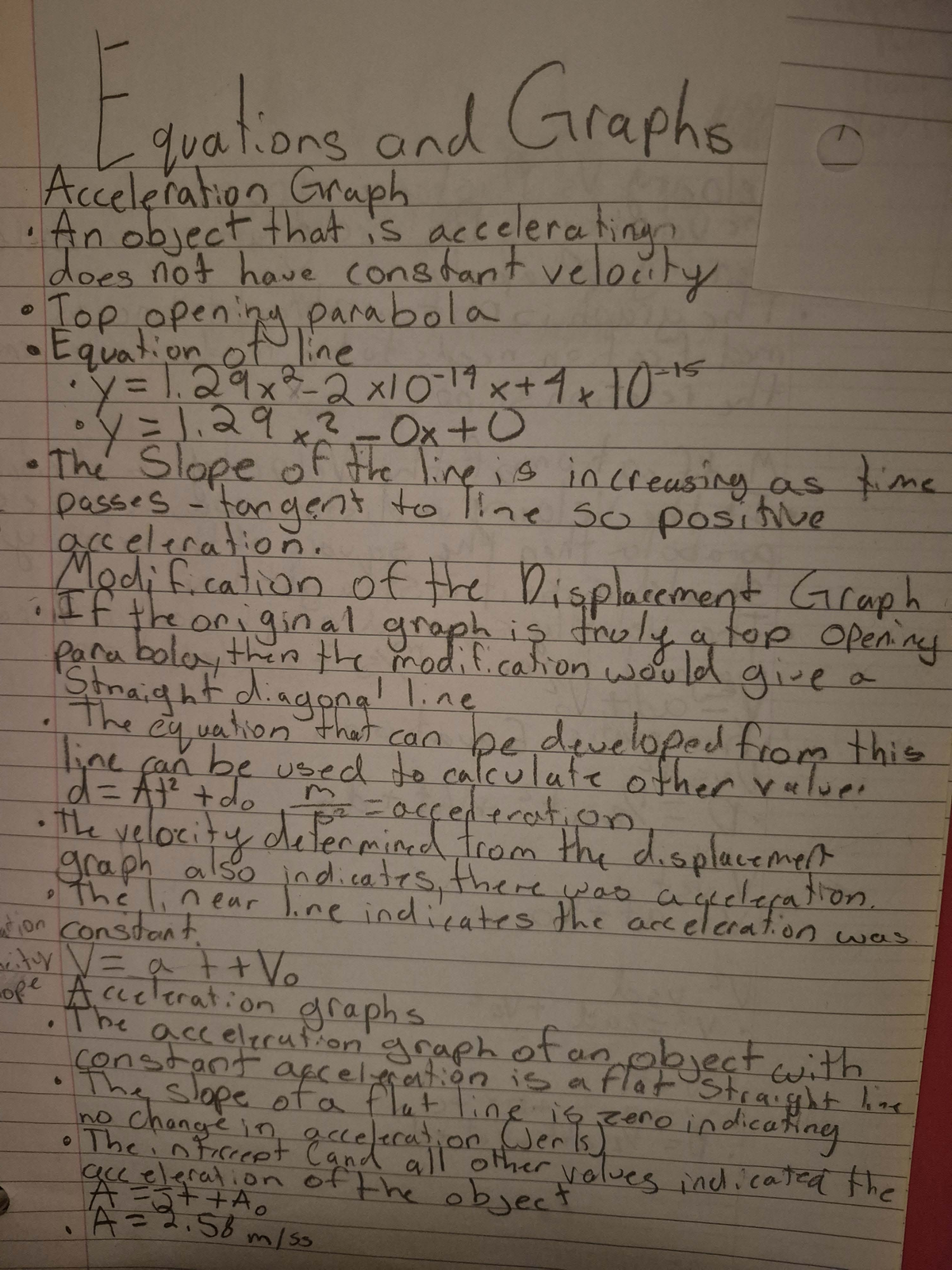 Physics Notes: Acceleration & Graphs Analysis (PHYS 101) - Studocu