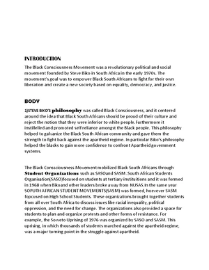 Black Power Movement (BPM) Essay Notes: Final Overview - Studocu