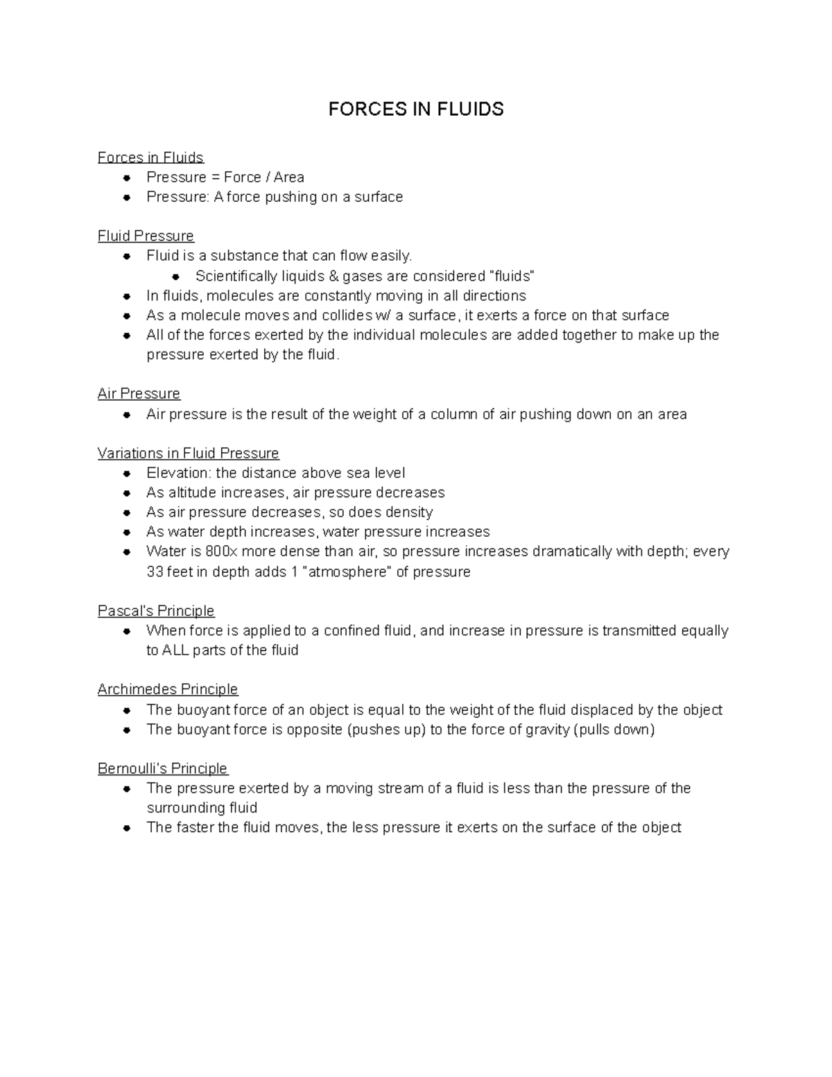 Physics 5 - Forces in Fluids: Understanding Fluid Pressure Concepts ...