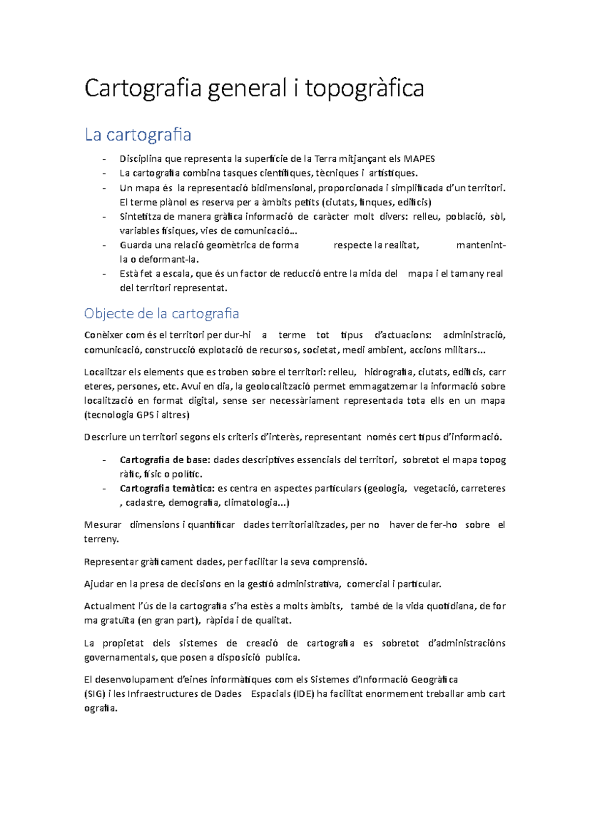 Cartografia teoria - Cartografia general i topogràfica La cartografia ...