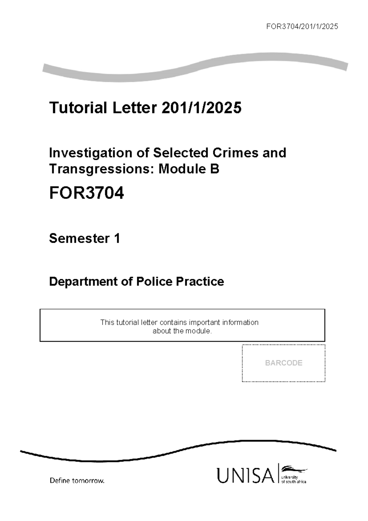 FOR3704 Tutorial Letter: Exam Prep & Assignment Solutions 2025 - Studocu