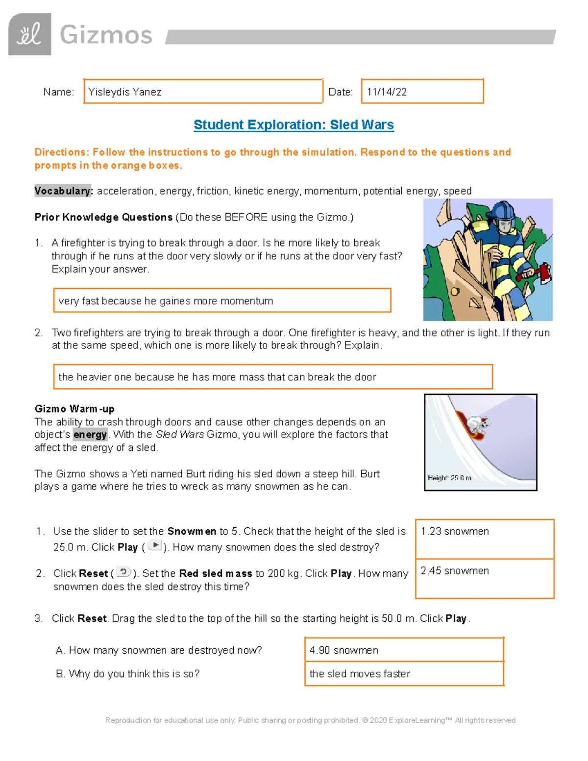 Gizmos - Roller Coaster Physics - Yanez, Yisleydis - Name: Yisleydis ...