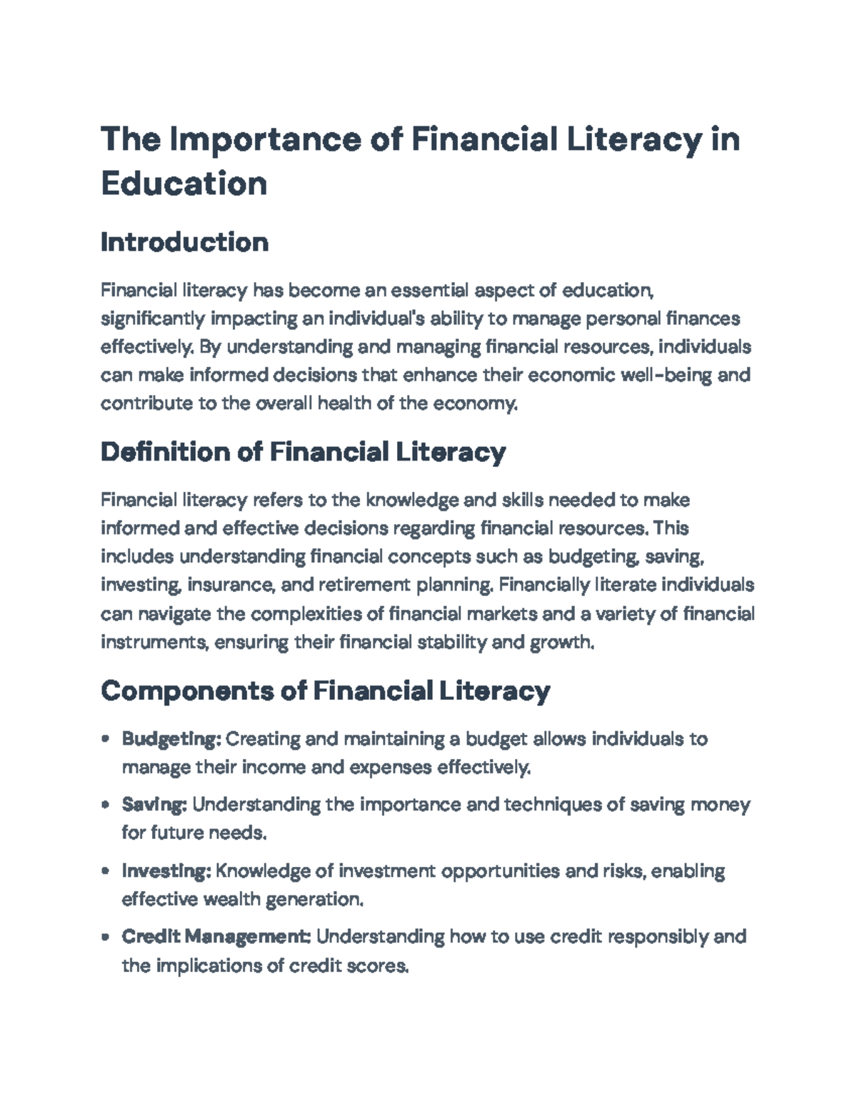 Financial Literacy in Education: Importance, Benefits, and Challenges ...