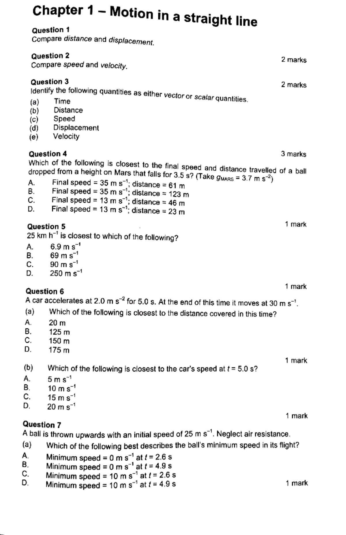 Kinematics Extra Questions & Answers - Preliminary Physics 2 - Studocu