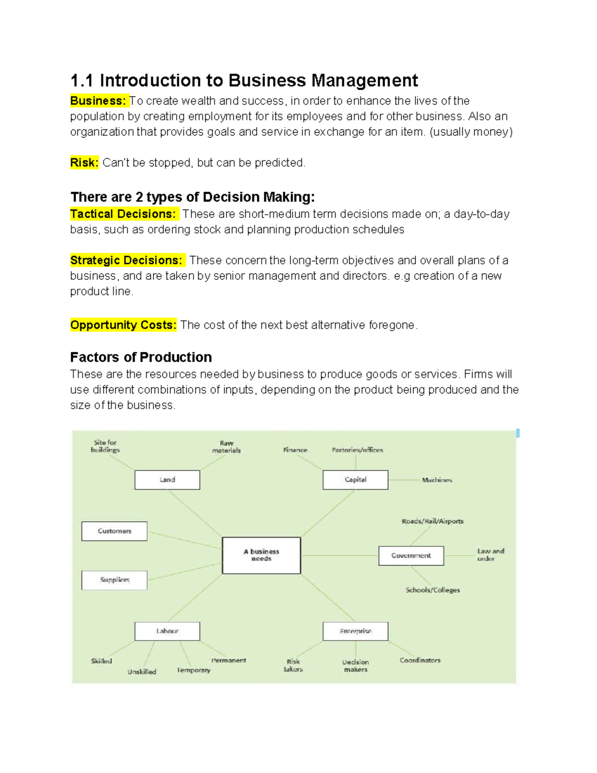 IB Business Management Notes: Introduction to Key Concepts and ...