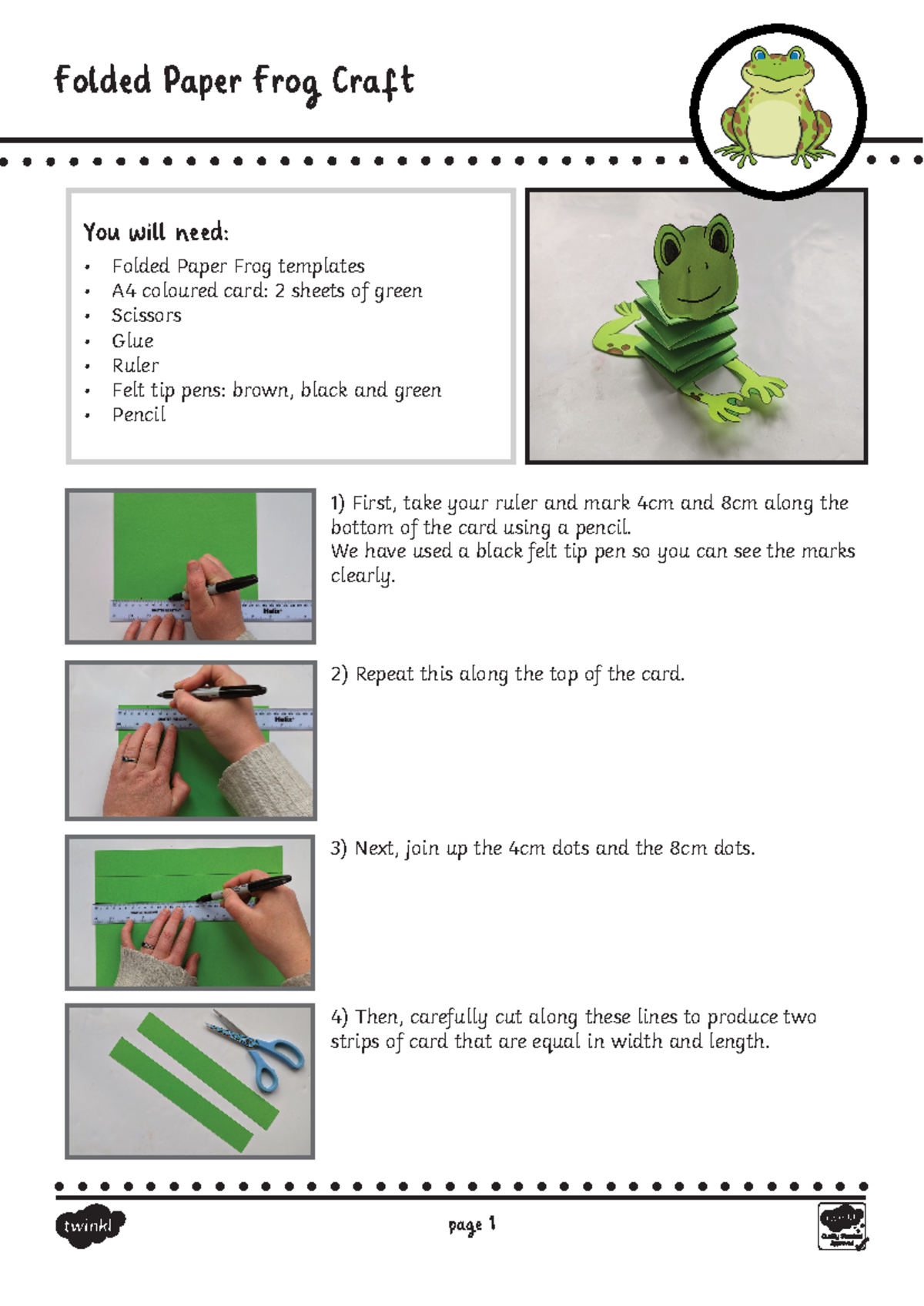 Folded Paper Frog Instructions - Folded Paper Frog templates A4 ...