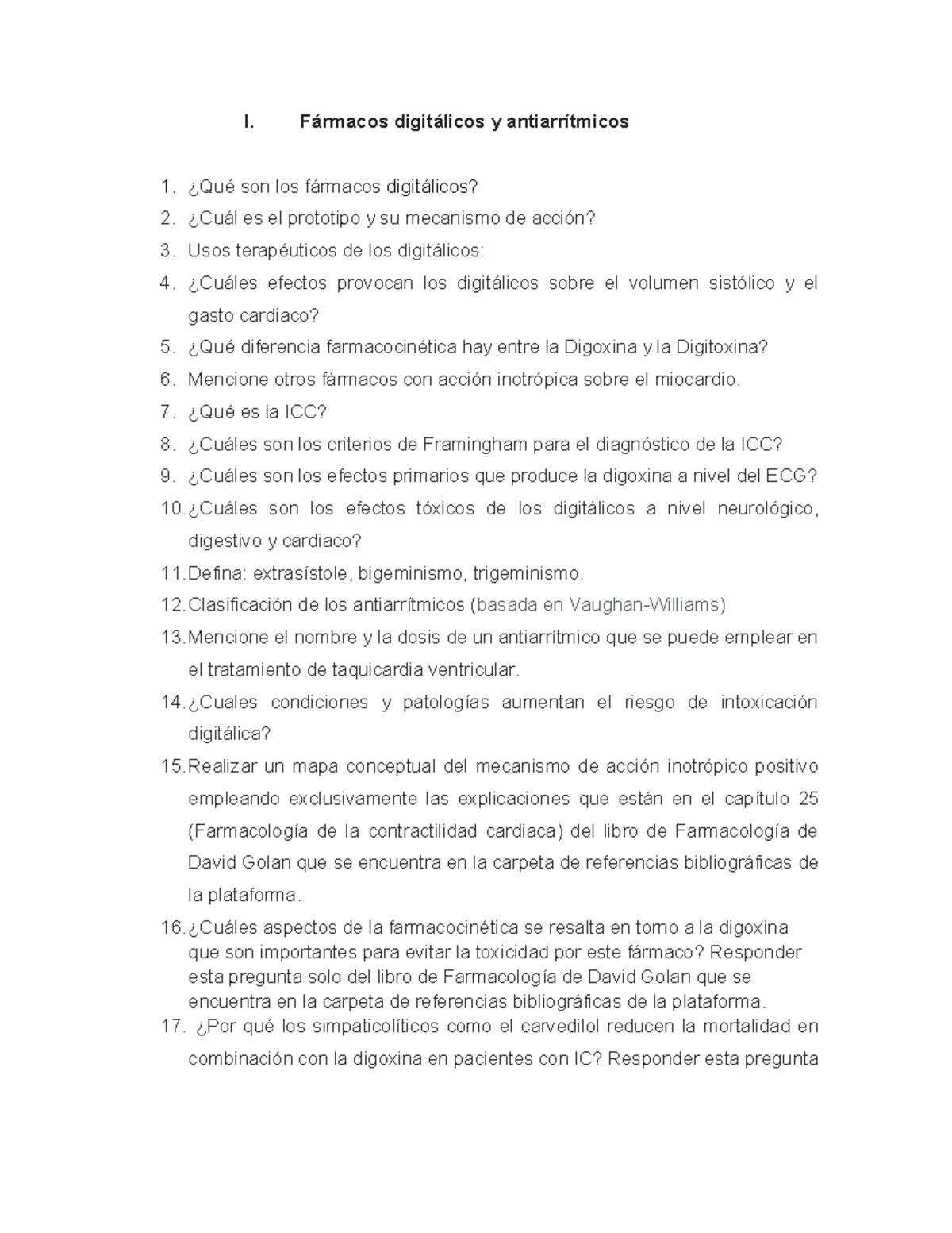 Farmacología de Fármacos Digitálicos y Antiarrítmicos - Tareas II - Studocu