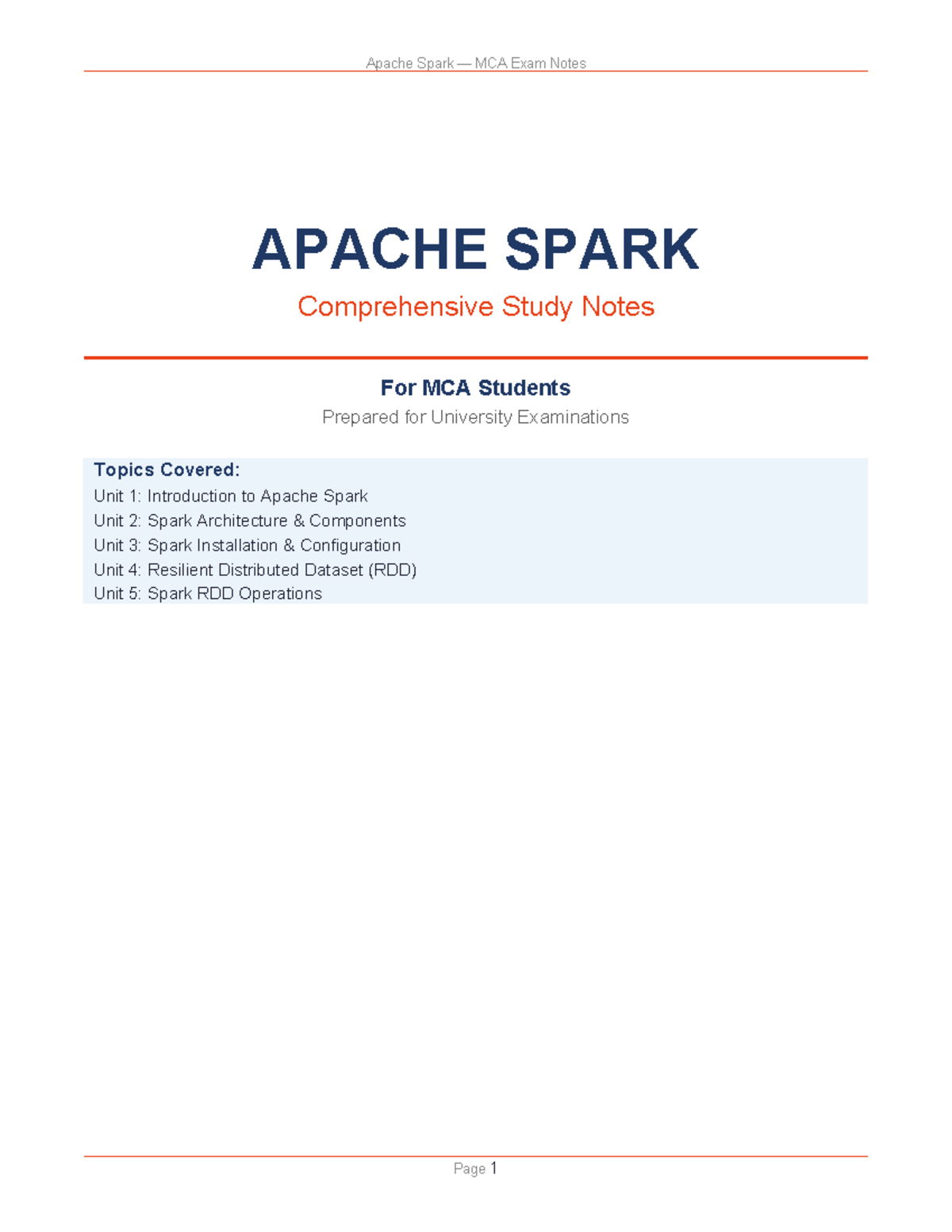 Apache Spark MCA Exam Notes: Comprehensive Study Guide with Diagrams ...