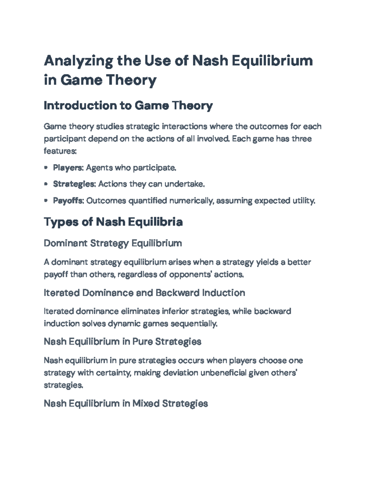 Analyzing Nash Equilibrium in Game Theory: Strategies and Applications ...
