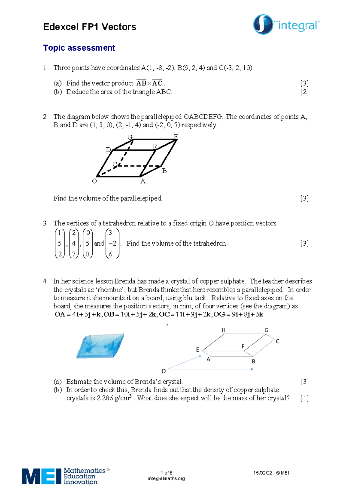 Edexcel FP1 Vectors Topic Assessment Solutions - Studocu