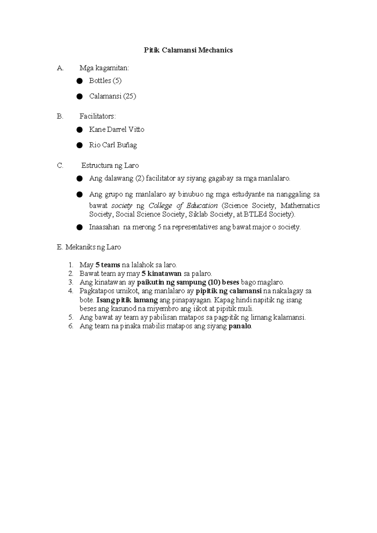 Pitik Calamansi Mechanics: Game Rules & Structure - Studocu