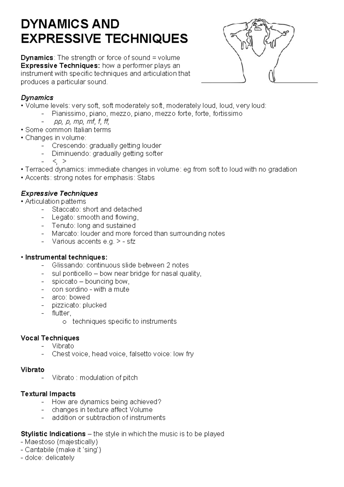 DYNAMICS & EXPRESSIVE TECHNIQUES: Key Concepts Explained - Studocu