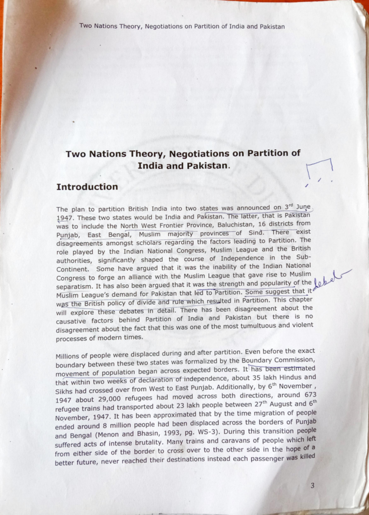 Two Nations Theory: Analysis of Partition - Lecture PPI - Studocu