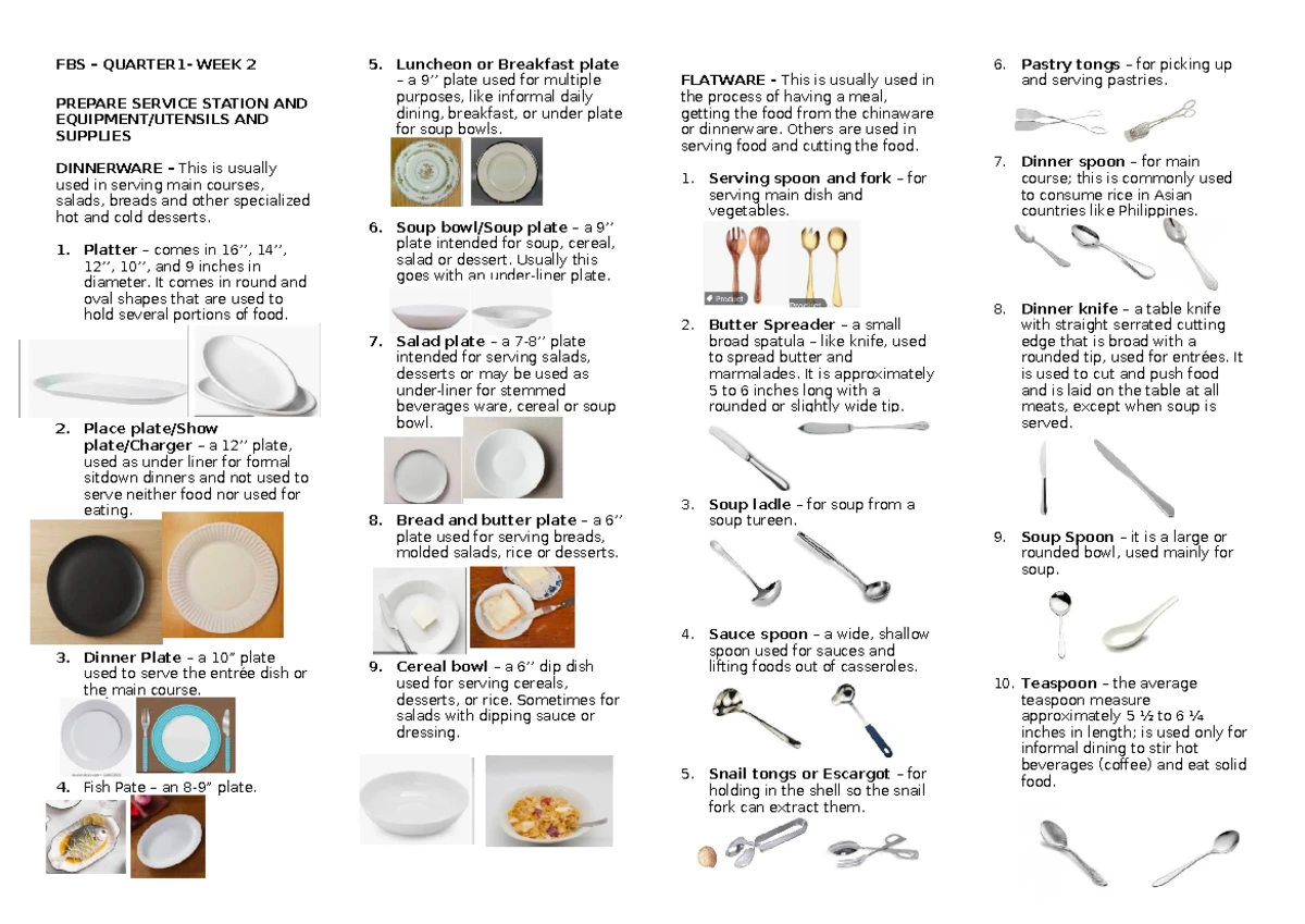 FBS-Q1W5 Handouts: Setting Ambiance in PE and Health Dining - Studocu