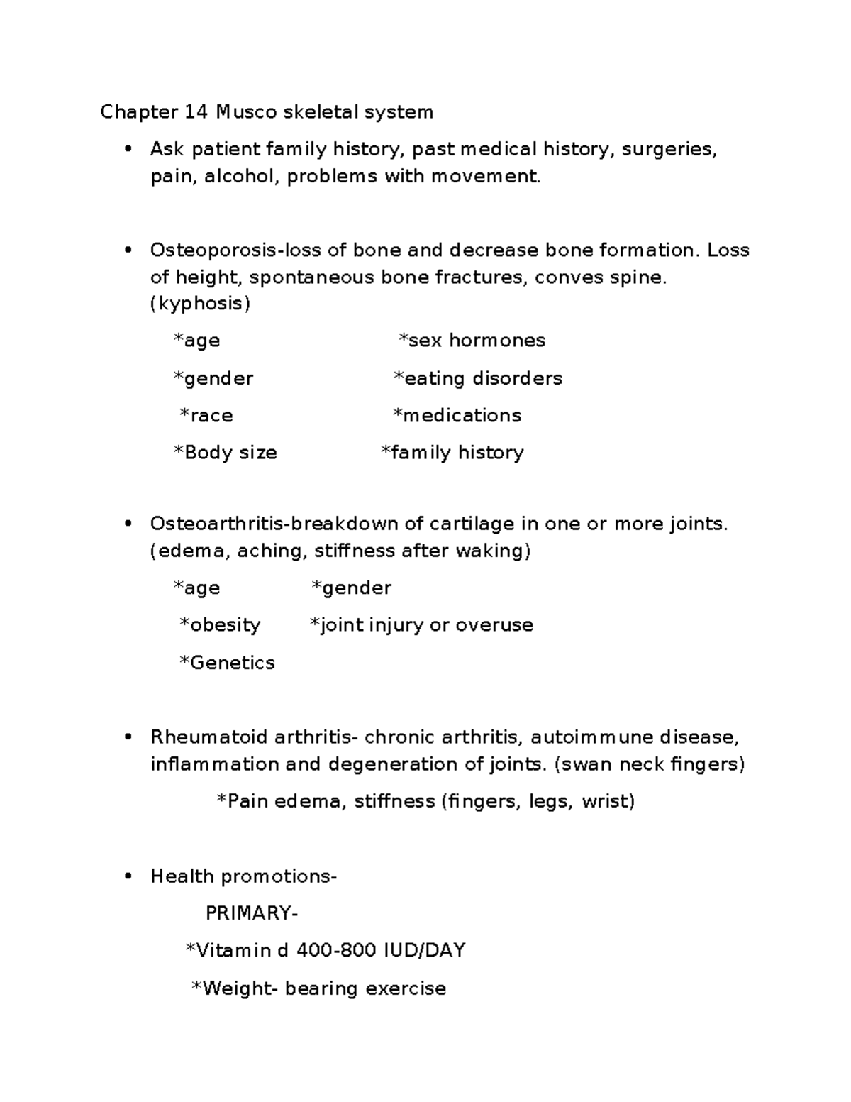 Chapter 14: Musculoskeletal System Overview and Key Concepts - Studocu