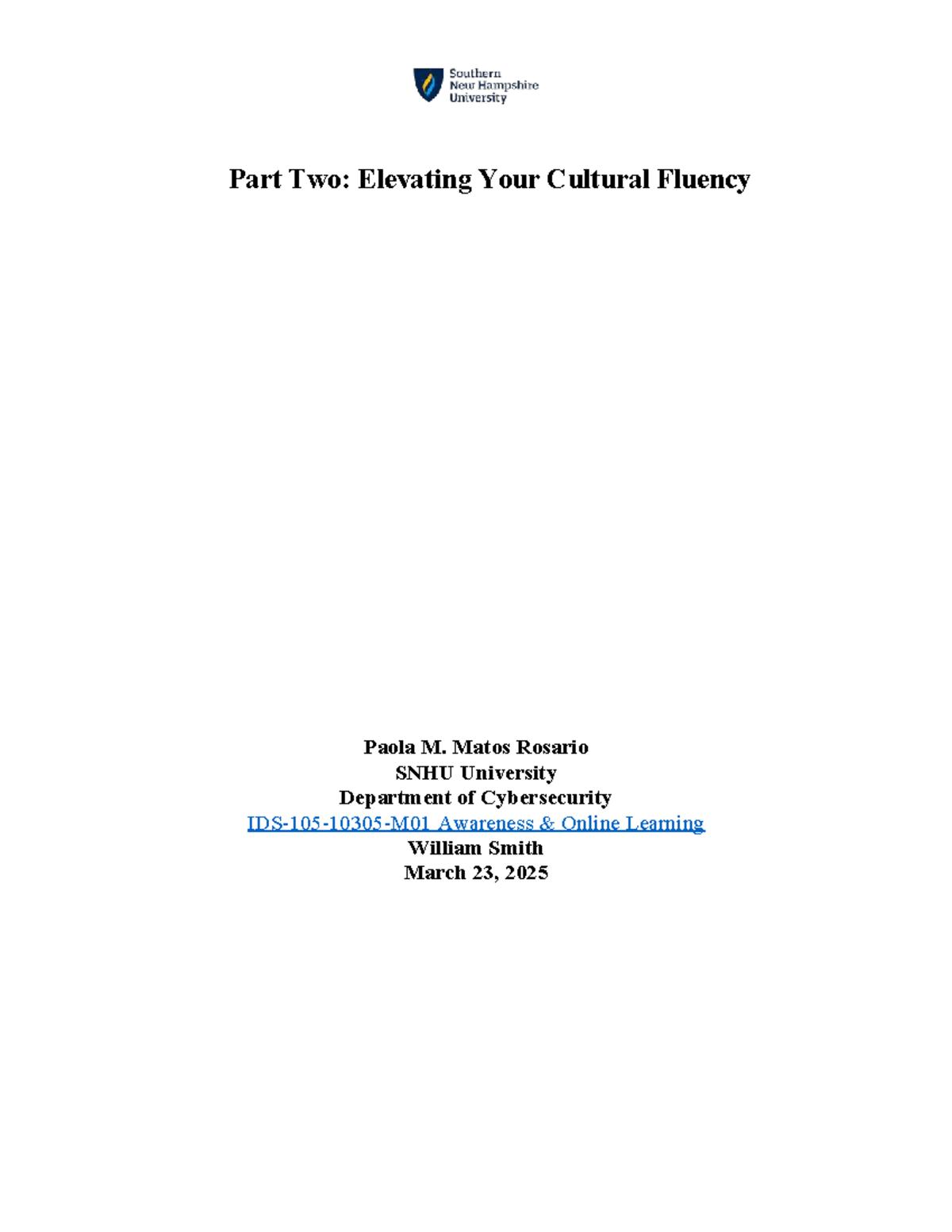 3-2 Project Part Two: Enhancing Cultural Fluency in Teamwork - Studocu