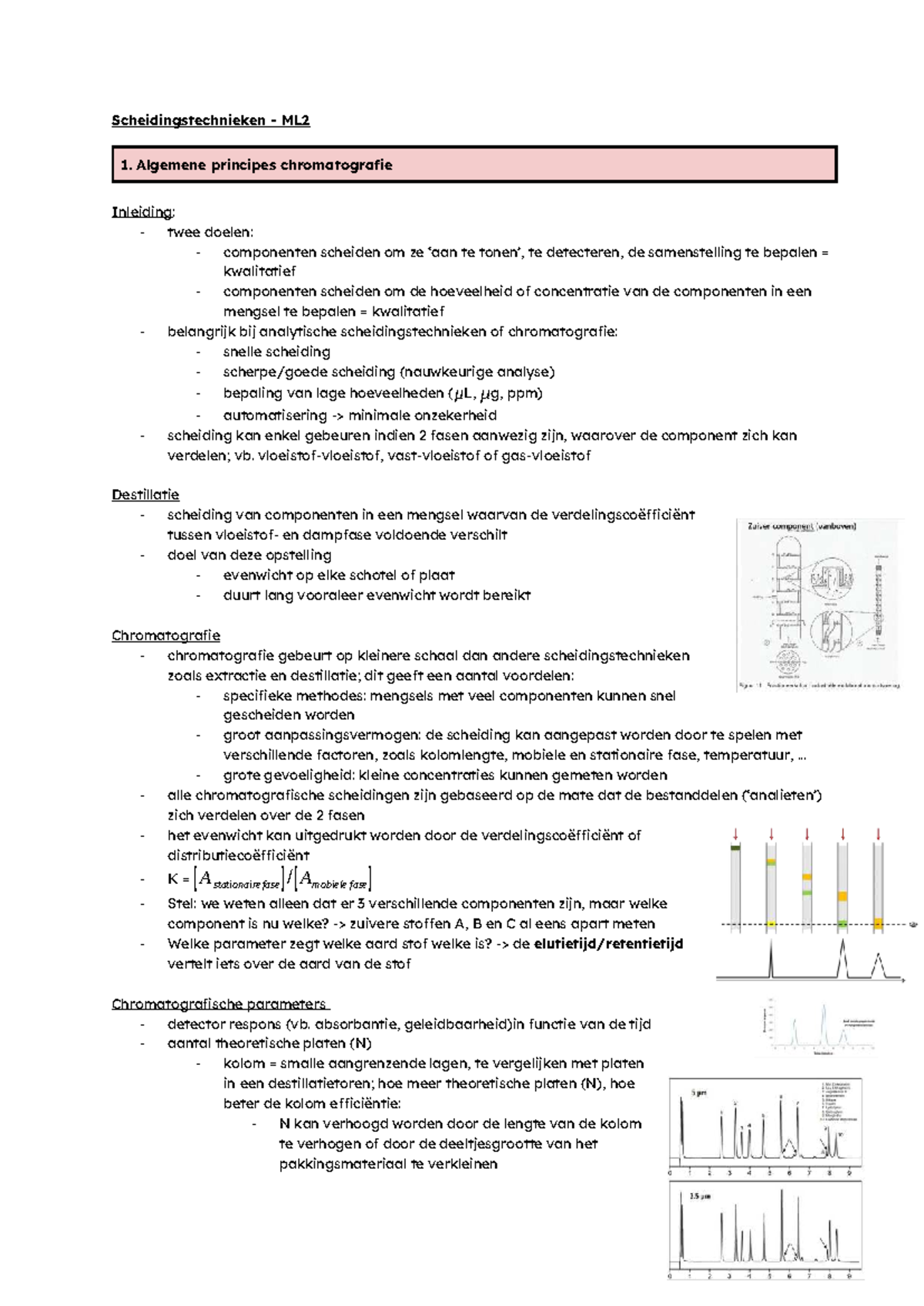 Scheidingstechnieken ML2: Chromatografie en HPLC Principes - Studocu
