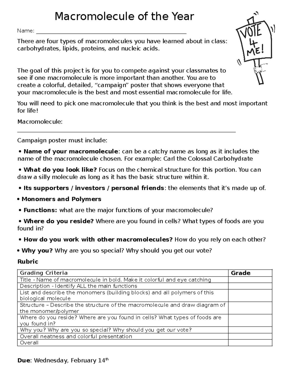 Macromolecule of the Year Project: Campaign Poster Instructions - Studocu