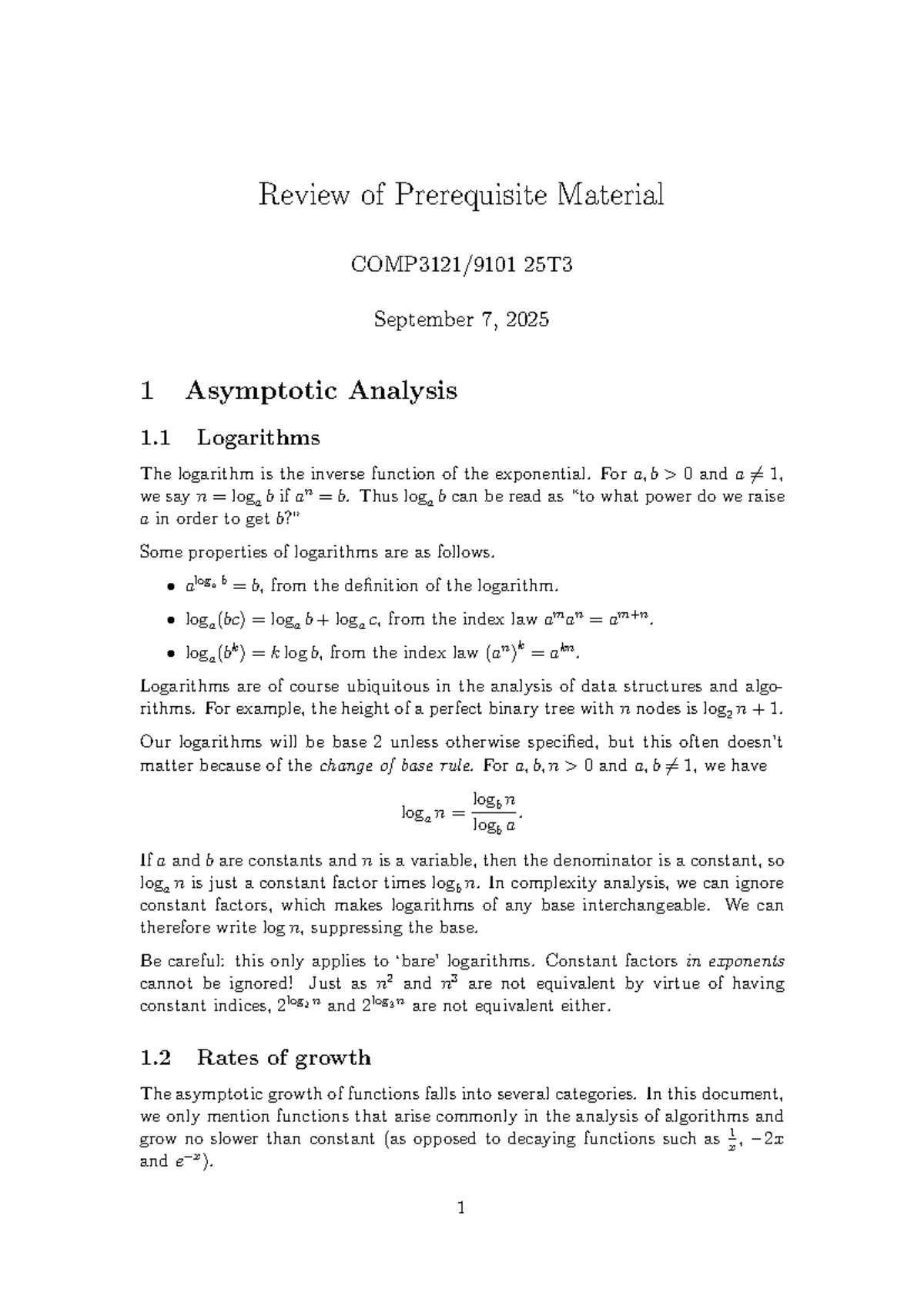 Asymptotic Analysis and Data Structures Review 25T3 - Studocu