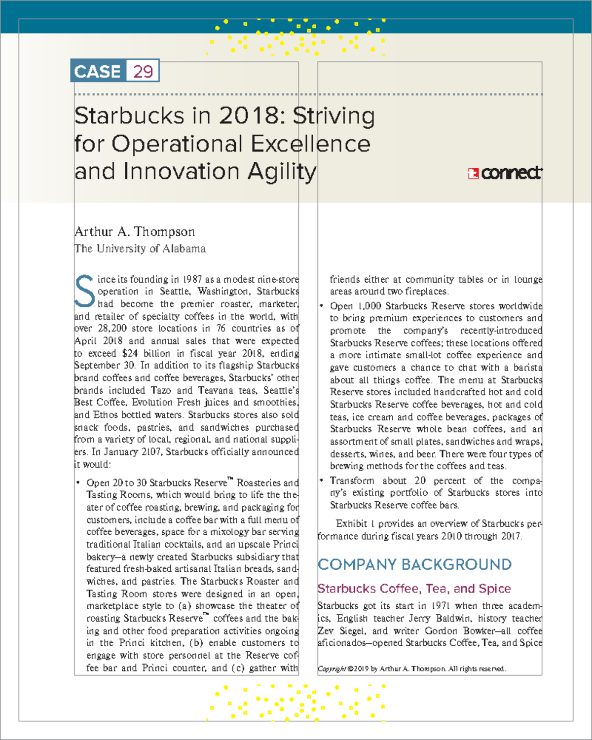 Case Study - Starbucks: Operational Excellence & Innovation 2018 - Studocu