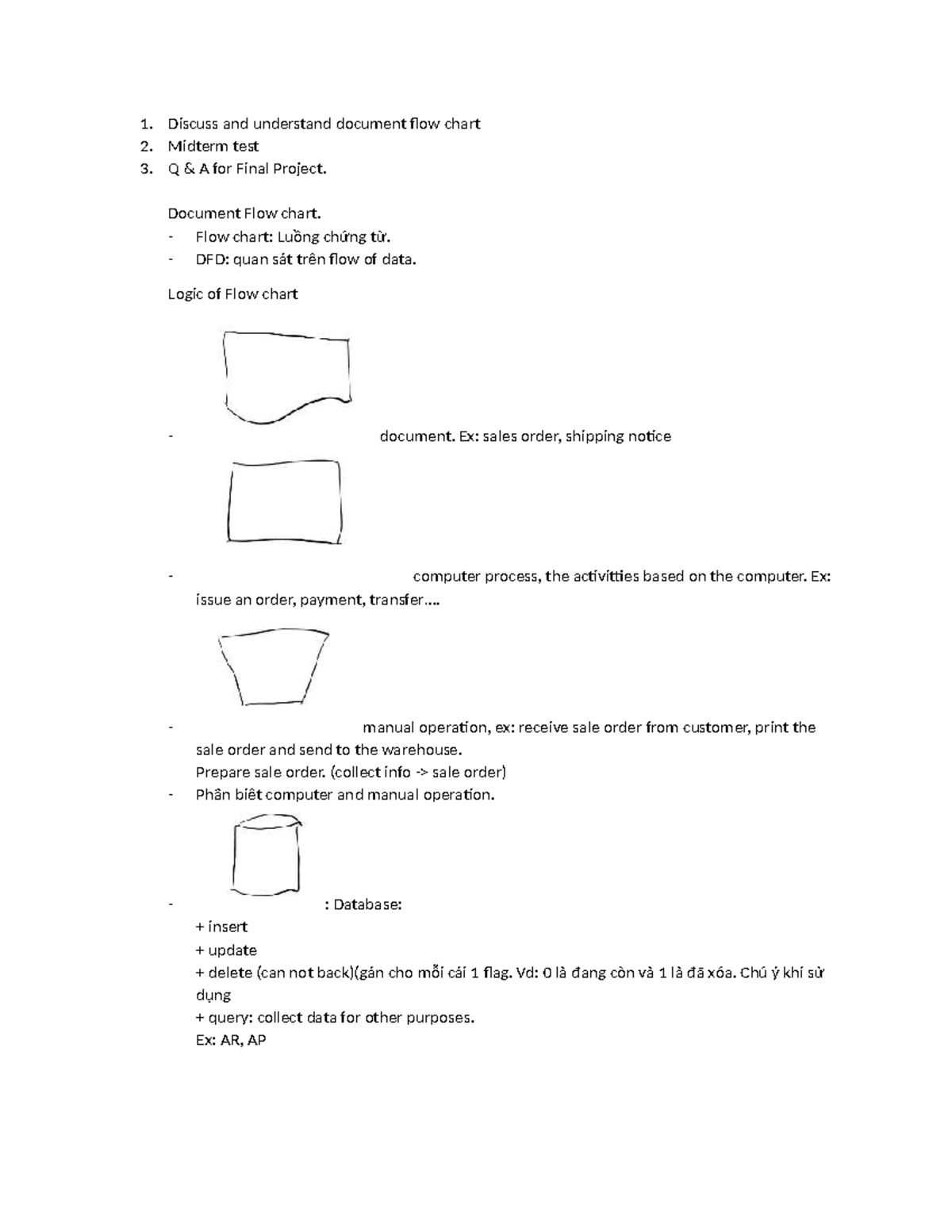 MSSV_Họ tên_Flow Chart Review for Midterm Test and Final Project - Studocu